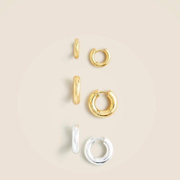 J. Crew | Jewelry | J Crew Metallic Triple Earrings Set Gold Silver ...